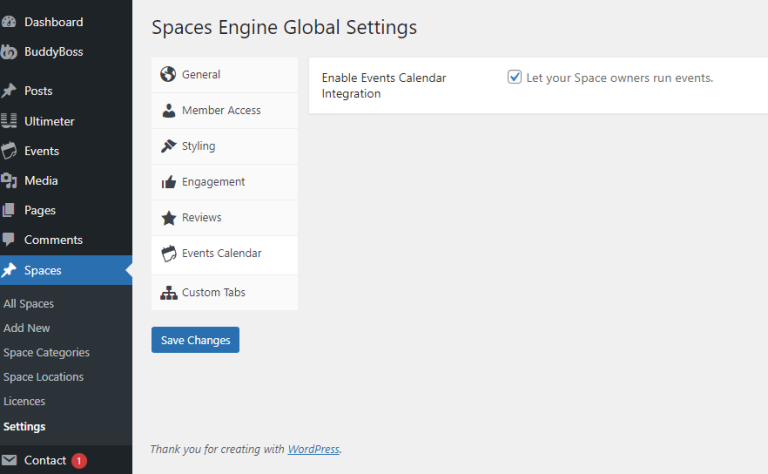 How to integrate The Events Calendar with Spaces Engine - Spaces Engine