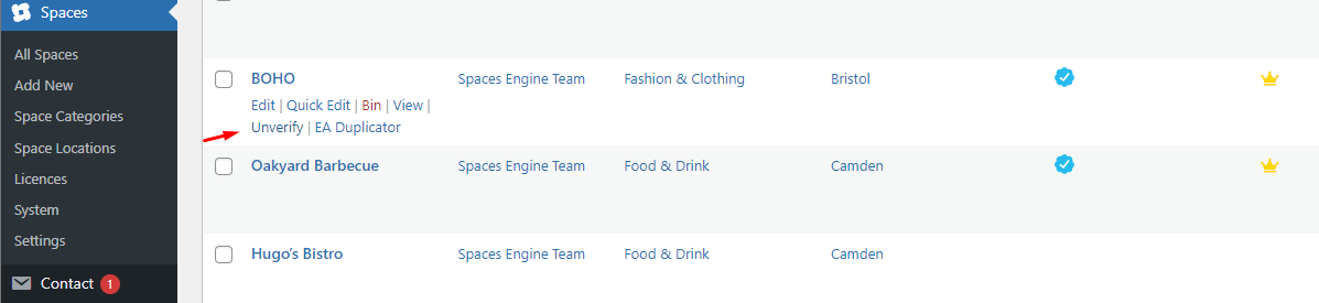 How to Mark Spaces Verified - Spaces Engine