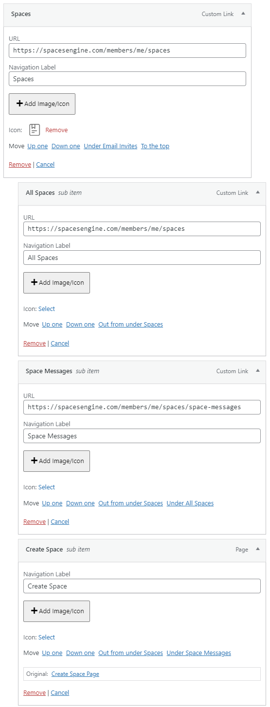 Add Spaces Engine Links To A Custom Profile Menu Spaces Engine 3335